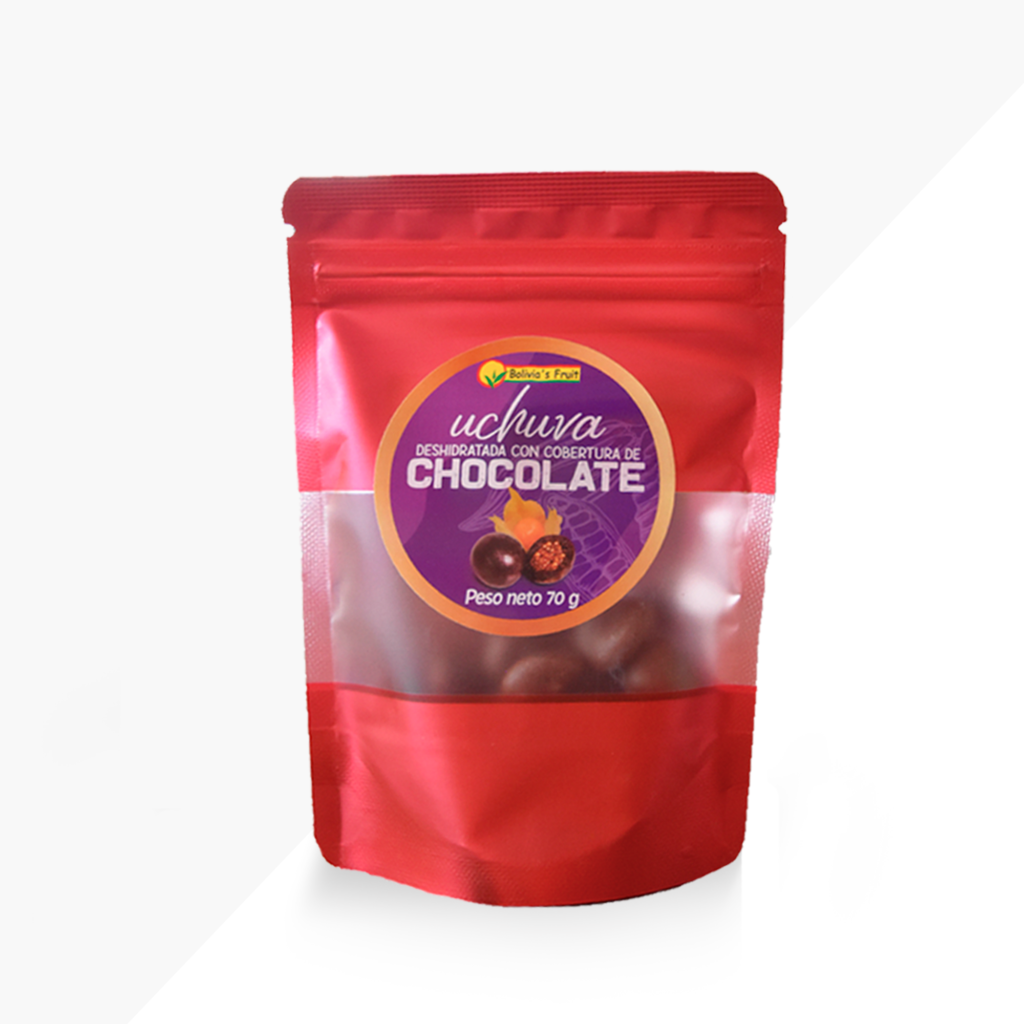 Uchuva Deshidratado con Cobertura de Chocolate – 70g – Bolivias Fruit